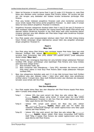 Perjanjian Sertifikasi Penilaian Kerja Pengelolaan Hutan Produksi Lestari (PHPL) (Beli ...