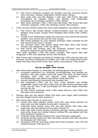 Perjanjian Sertifikasi Penilaian Kerja Pengelolaan Hutan Produksi Lestari (PHPL) (Beli ...