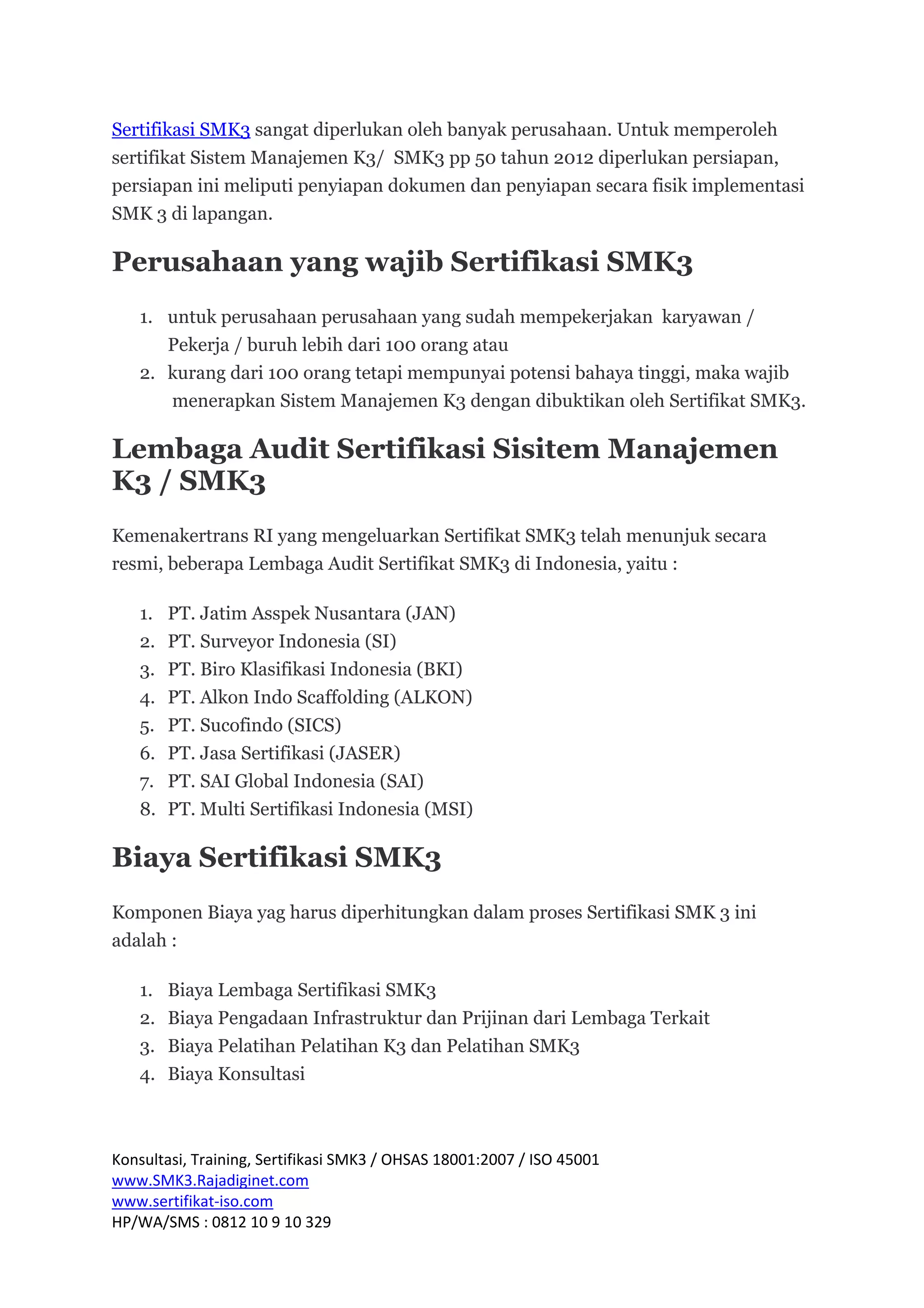 Sertifikasi smk3 | PDF