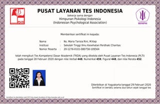 Sertifikat 16-universitas-sriwijaya-maria-tarisia-rini tkda | PDF
