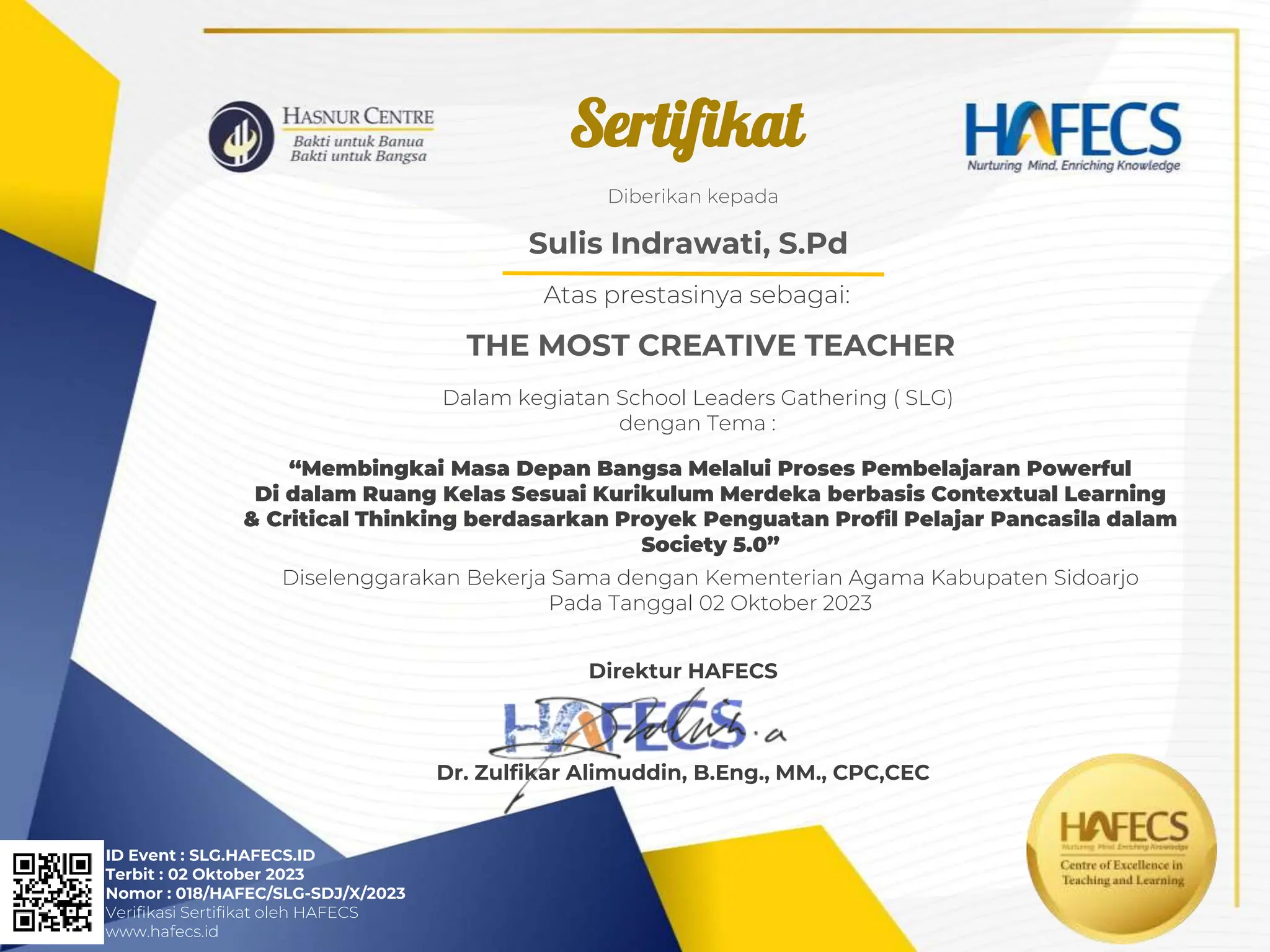 Sertifikat Student Leadership Gathering Sertifikat Student Leadership ...