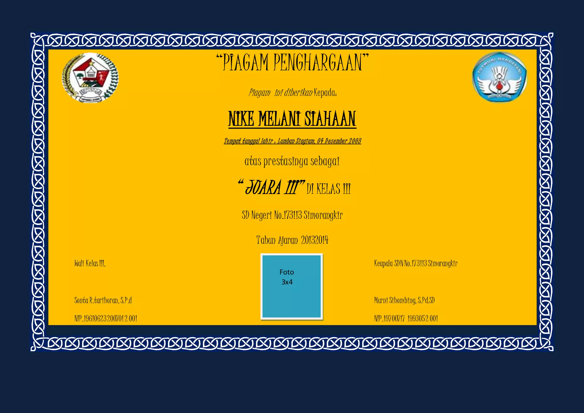 Sertifikat juara iii | PPT