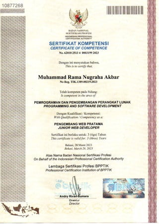 Sertifikat kompetensi dan sertifikat pelatihan | PDF