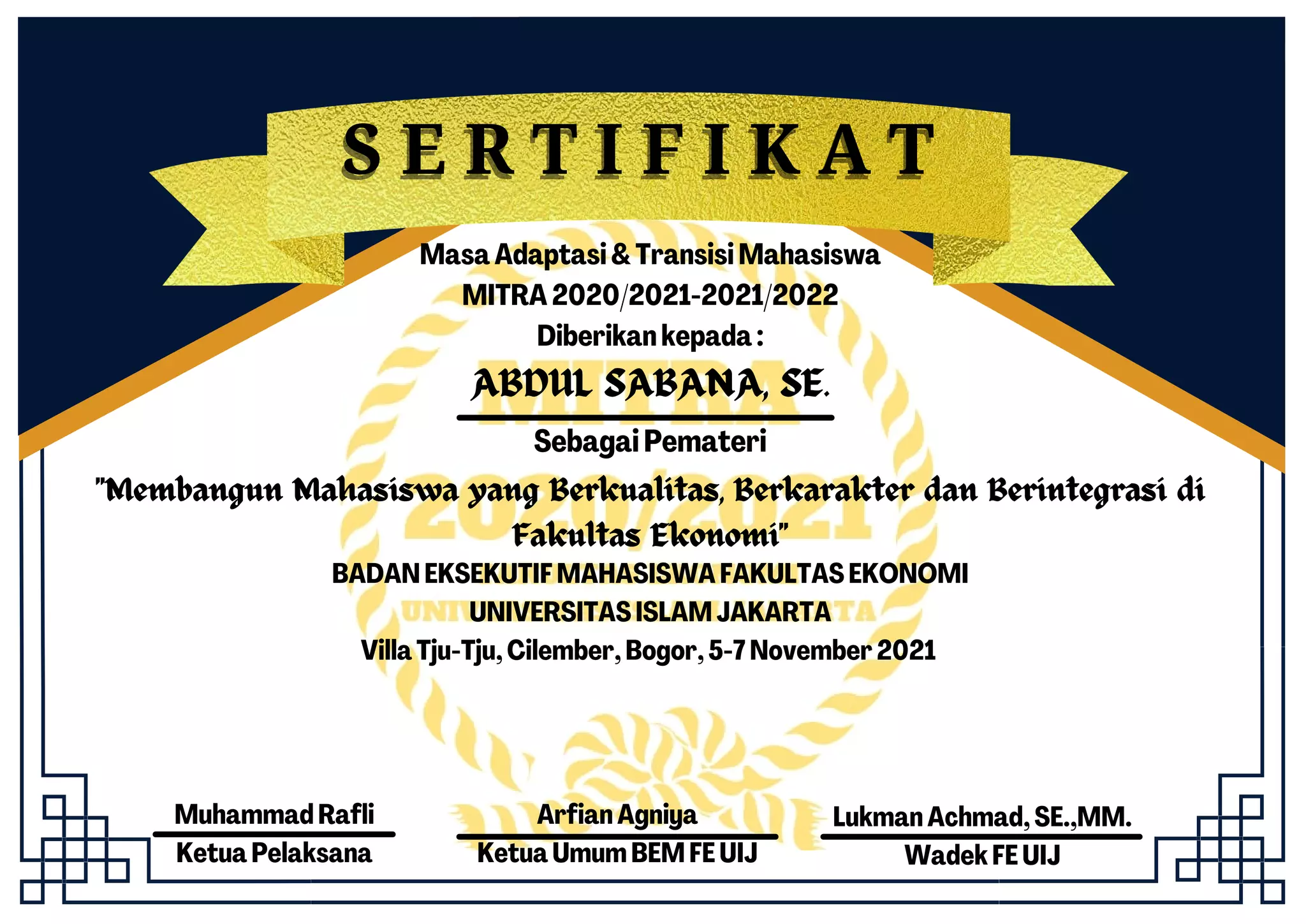 Sertifikat pemateri | PDF