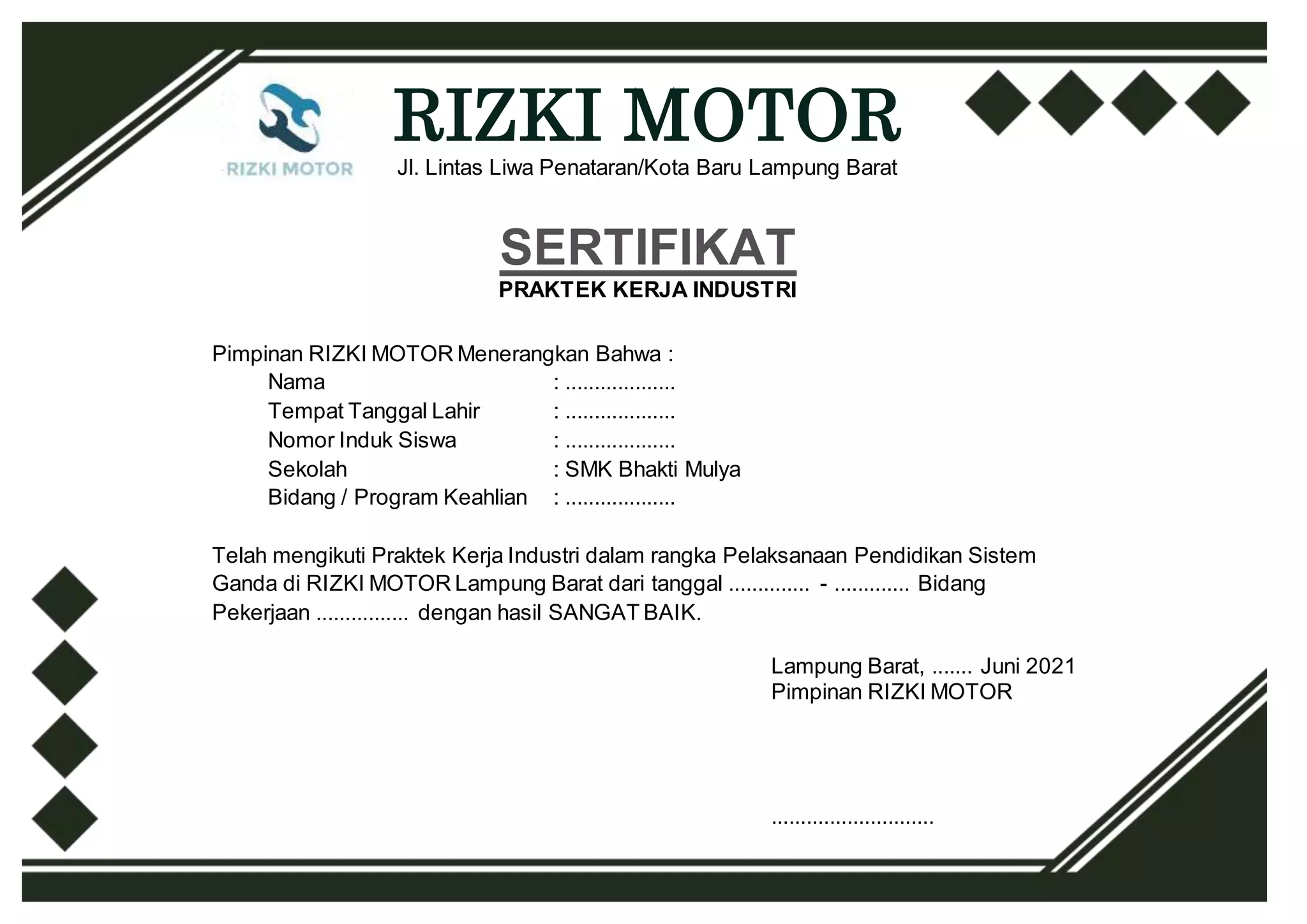 Sertifikat pkl pi prakerin by doxnet liwa | DOCX