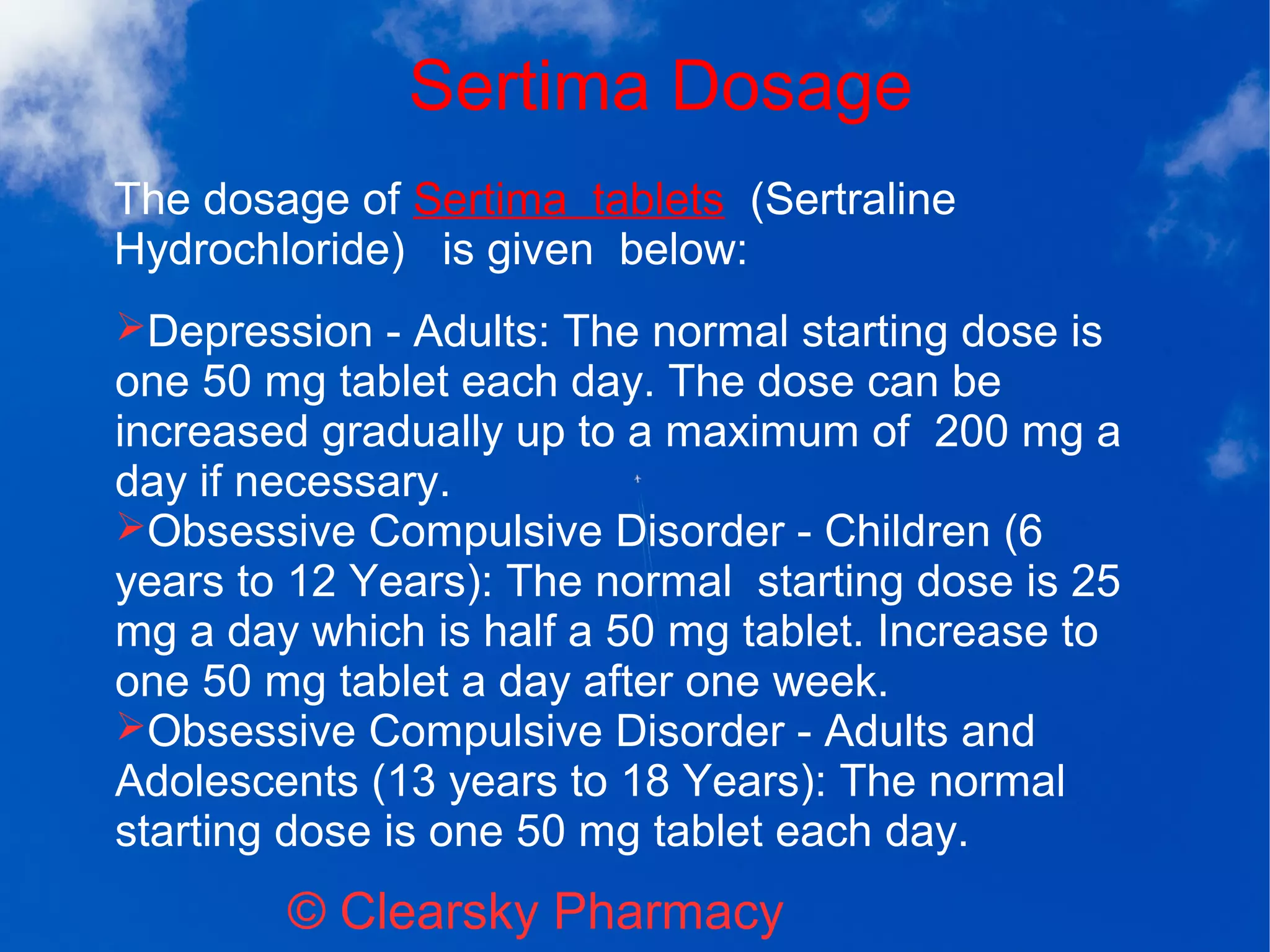 Sertima (Sertraline Hydrochloride Tablets) | ODP