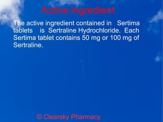 Sertima (Sertraline Hydrochloride Tablets) | ODP