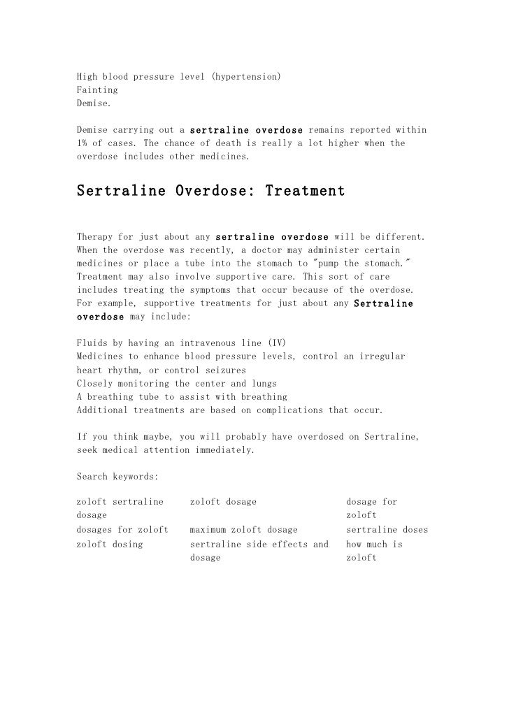 Sertraline Overdose