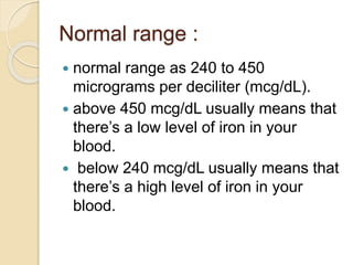 Serum iron estimation & total iron | PPTX