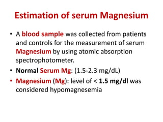 Serum magnesium level in children with bronchial asthma | PPTX