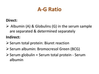 Serum protein analysis and ag ratio | PPT