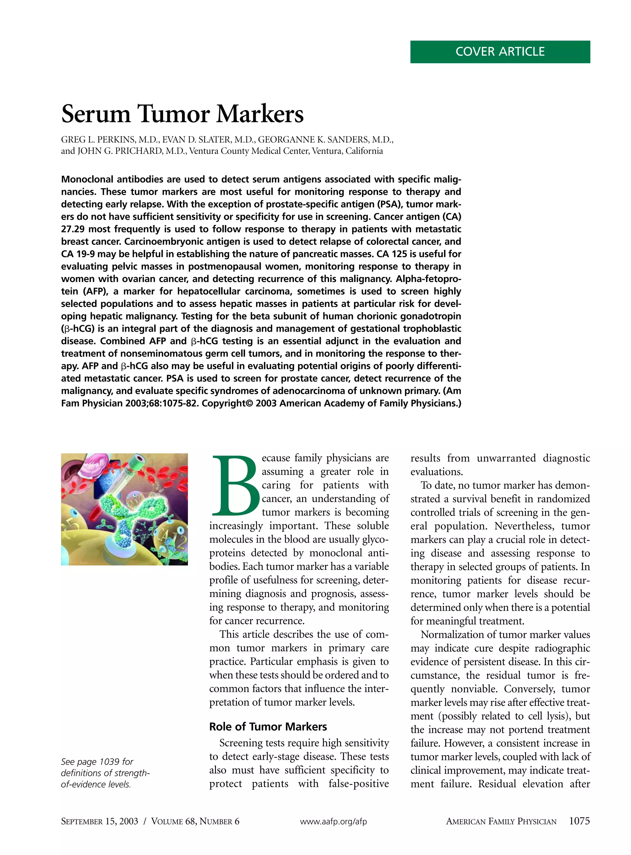 Serum tumor markers | PDF