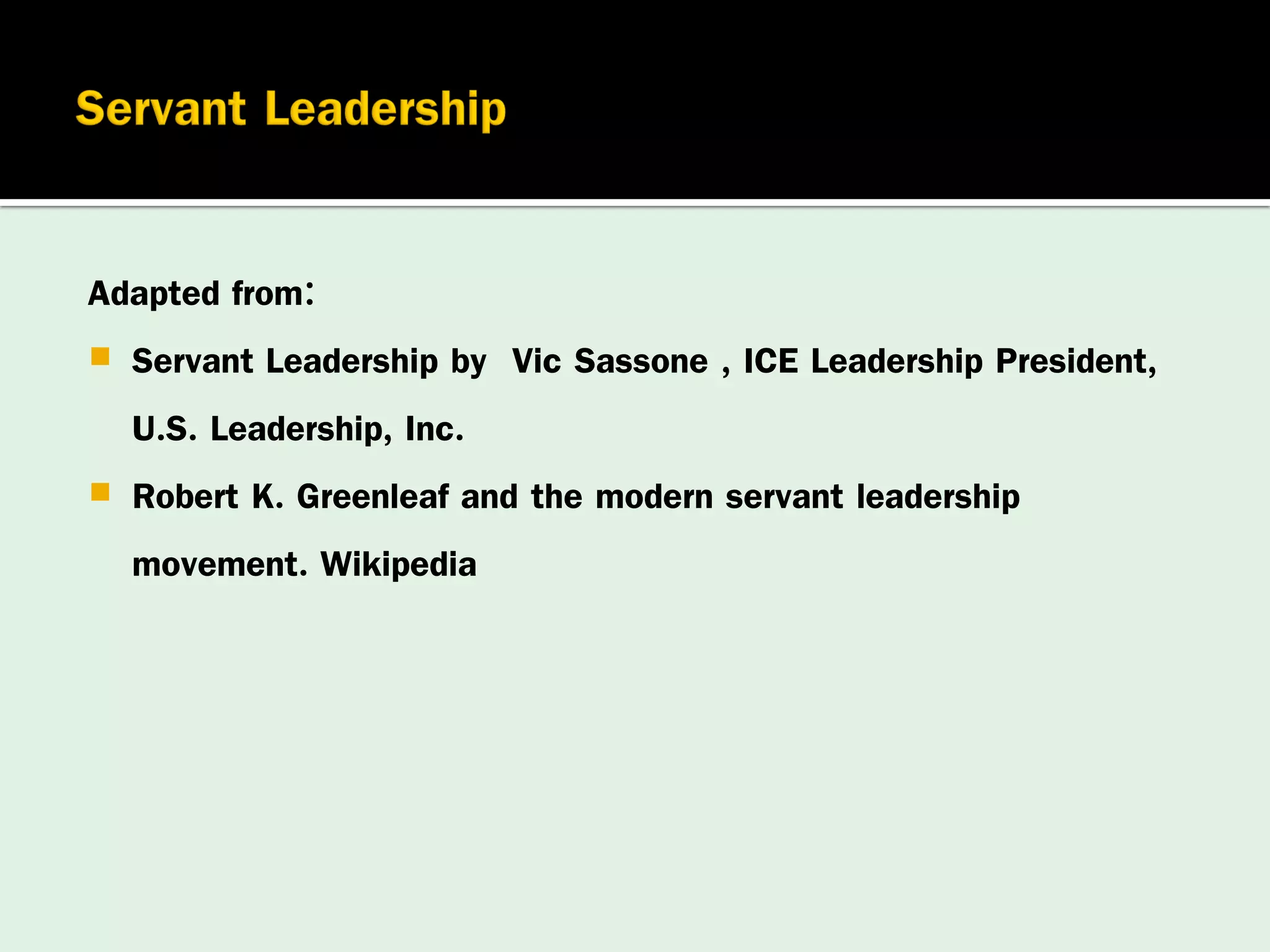 ผู้นำแบบผู้รับใช้ Servant leadership | PDF