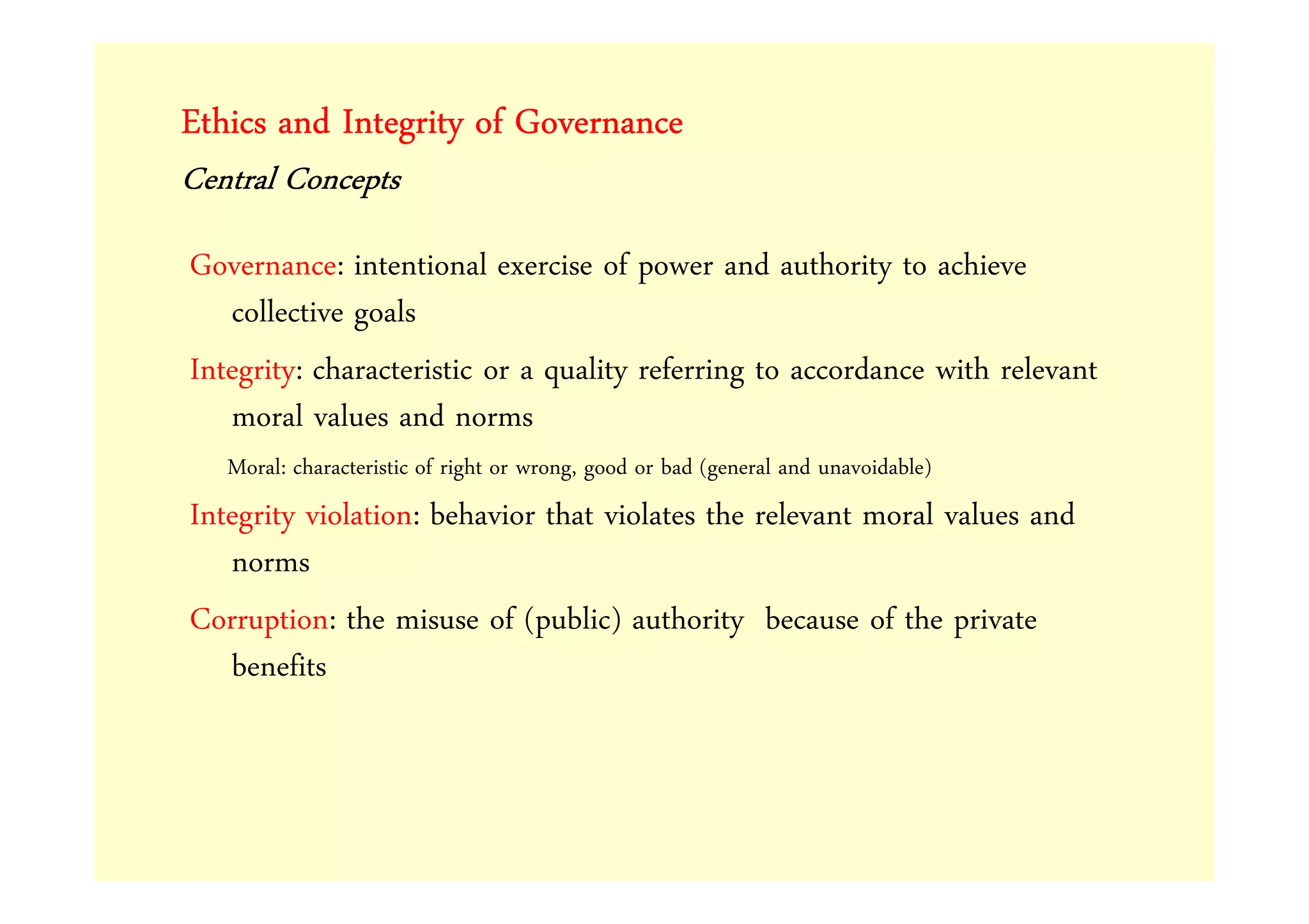 Ethics & Integrity of Governance | PDF