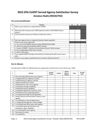 Amateur Radio Team Served Agency Satisfaction Survey REDACTED | PDF