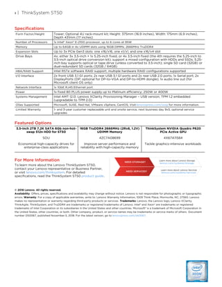 ThinkSystem ST50 DataSheet | PDF | Laptops | Computing
