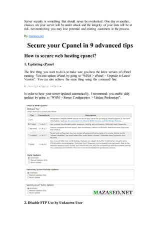 Secure your Cpanel in 9 advanced tips | PDF