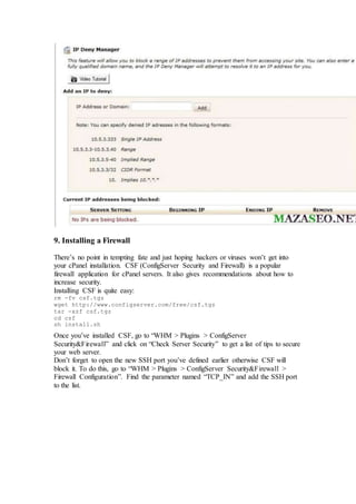 Secure your Cpanel in 9 advanced tips | PDF