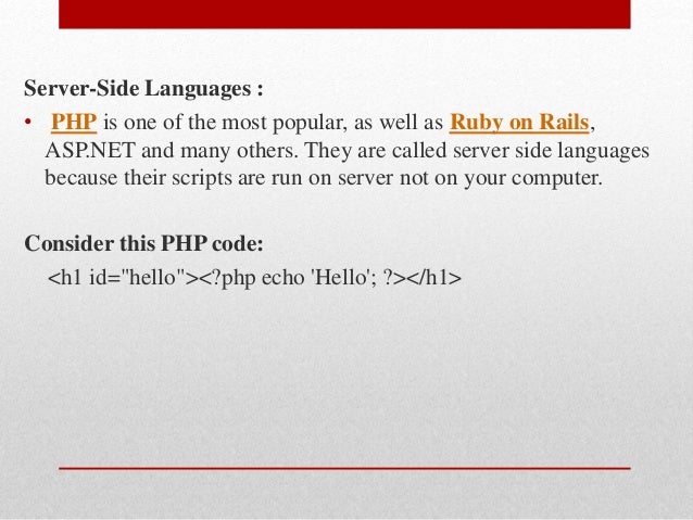 Server side programming languages presentation slides Server side programming languages presentation slides