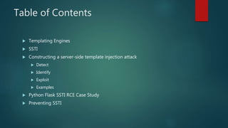 Server Side Template Injection by Mandeep Jadon | PPTX | Web Design and ...