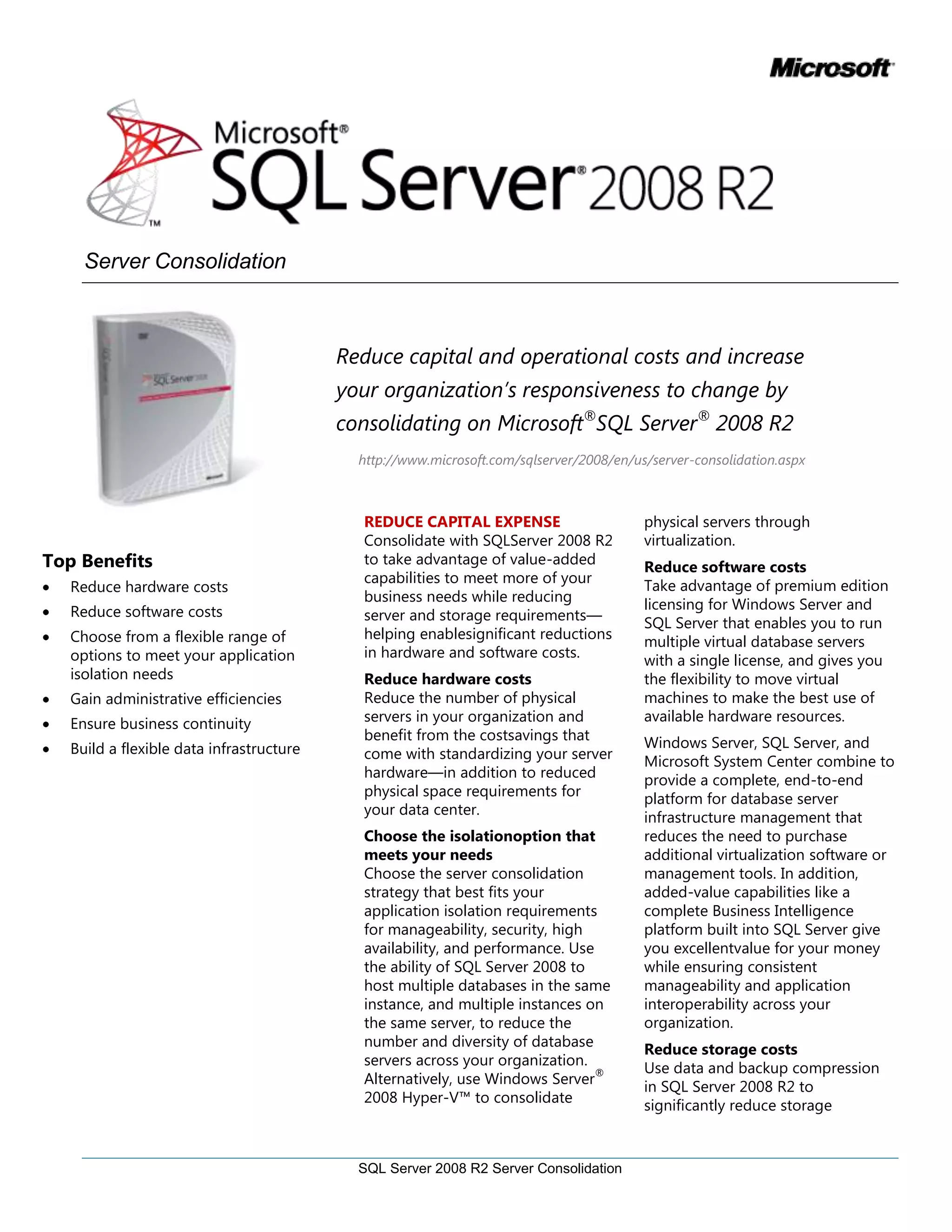 Microsoft SQL Server - Server Consolidation Datasheet | DOCX
