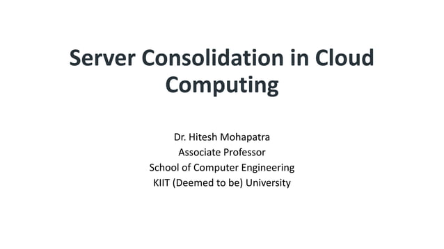 Server Consolidation in Cloud Computing Environment | PDF