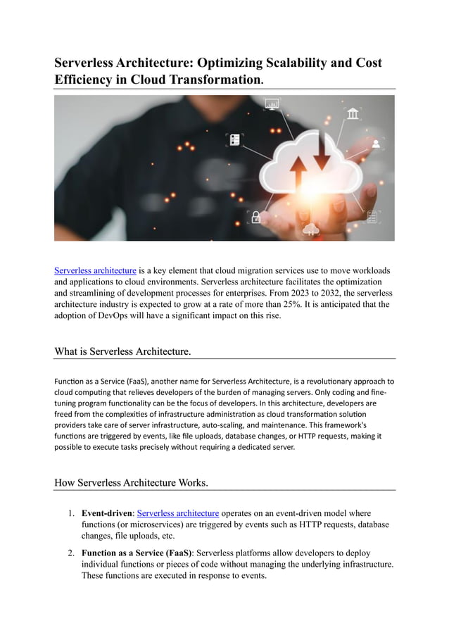 Serverless Architecture Optimizing Scalability And Cost Efficiency In Cloud Transformationpdf