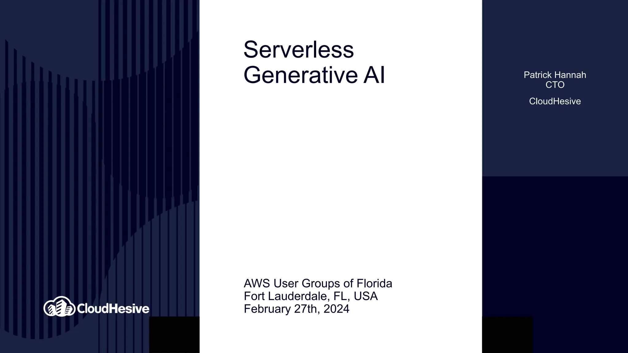 Serverless Generative AI on AWS, AWS User Groups of Florida | PPTX