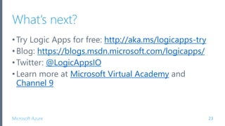 Serverless integrations using Azure Logic Apps (intro) | PPT