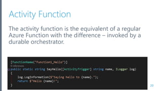 Serverless Orchestration with Azure Durable Functions | PPTX | Cloud Computing | Internet
