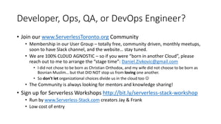 Serverless Toronto helps Startups | PPTX