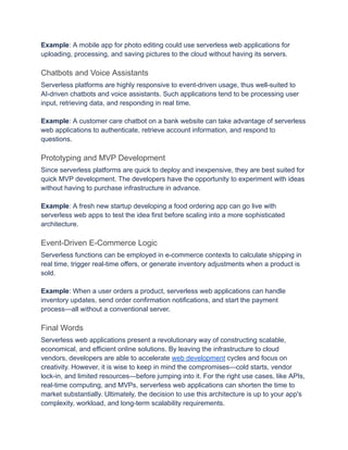 Serverless Web Apps – Build Scalable and Cost-Efficient Applications | PDF