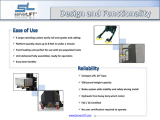 SL-500FX Front Loading Powered ServerLIFT | PDF
