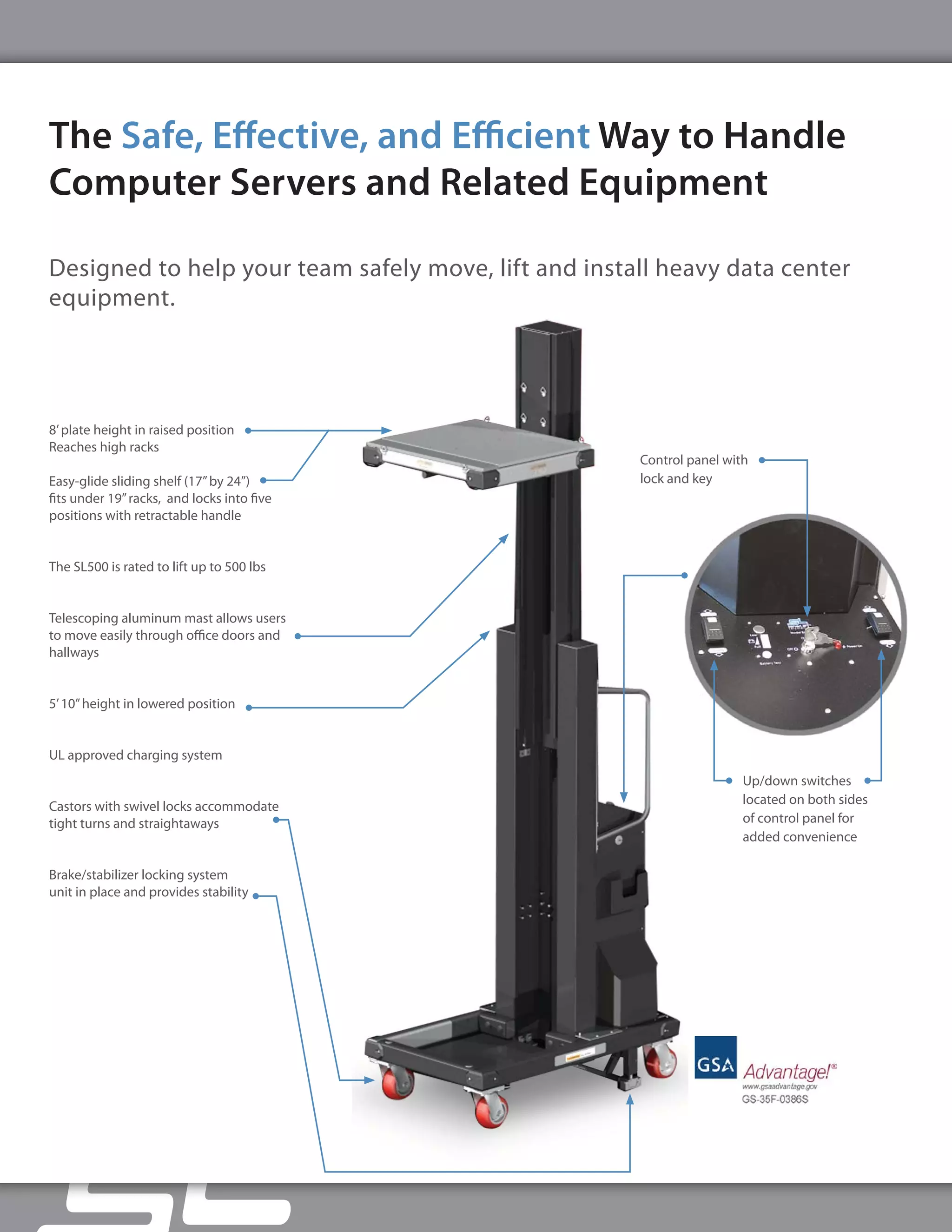 SL500 Classic Powered ServerLIFT | PDF