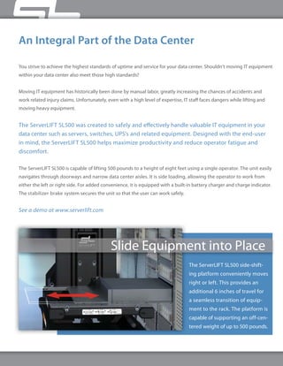 SL500 Classic Powered ServerLIFT | PDF