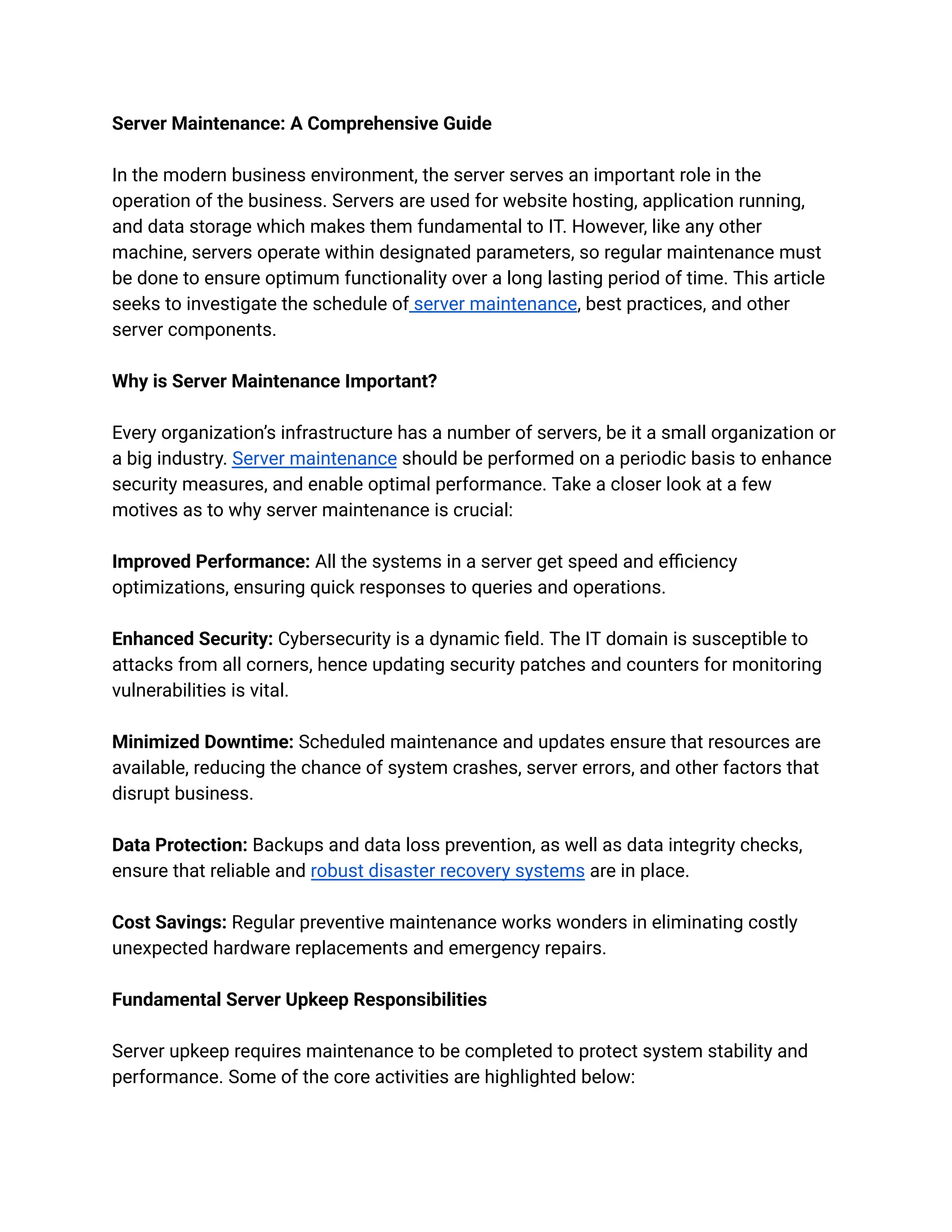 Server Maintenance: A Comprehensive Guide | PDF