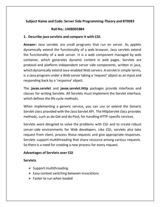 Server side programming bt0083 | DOCX