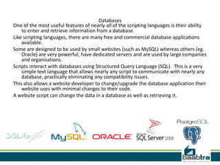 Server side scripting | PPTX | Web Development | Internet