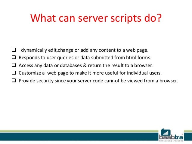 Server side scripting