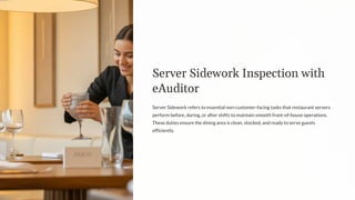 Server Sidework Inspection with eAuditor Audits & Inspections | PDF