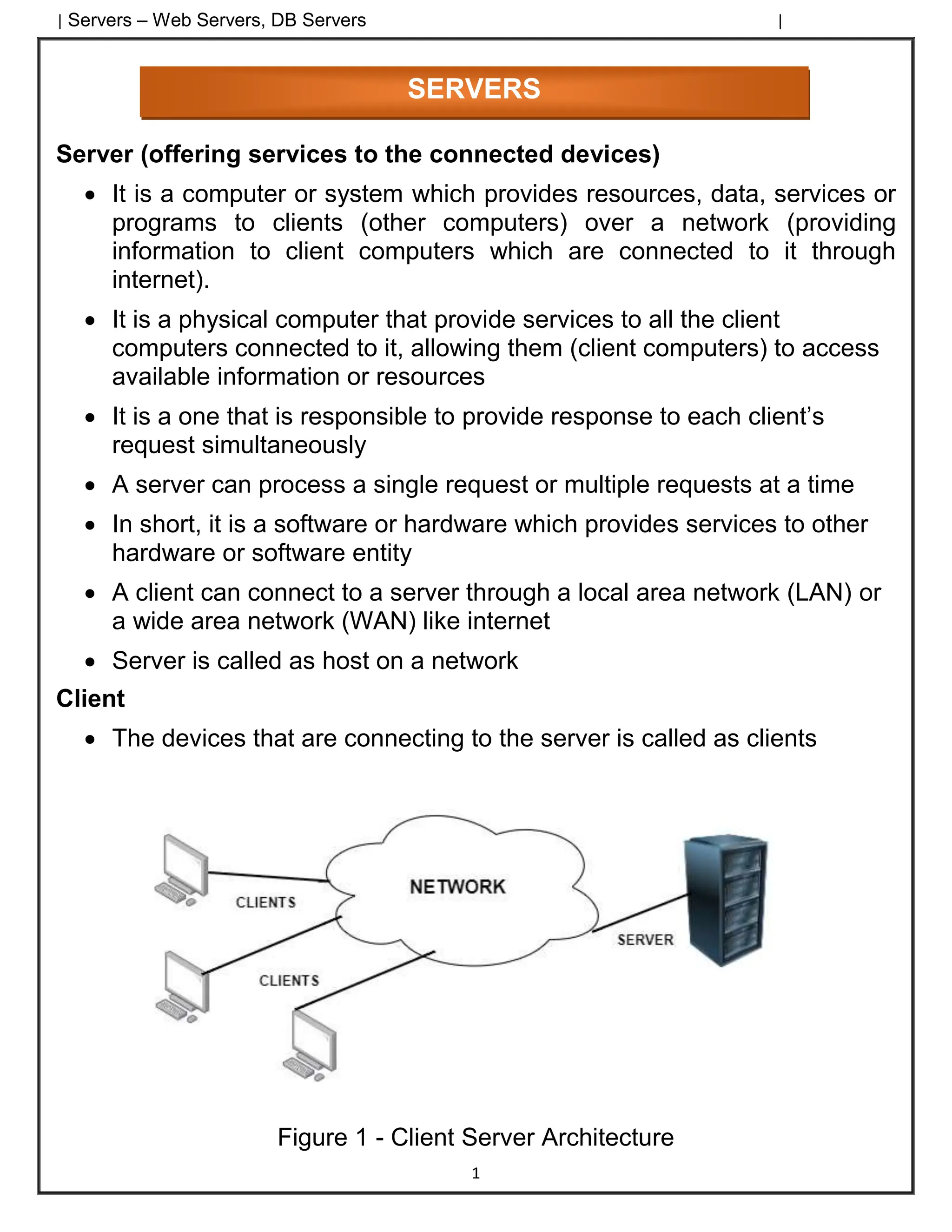 SERVERS BASSIC INTRIDUCTION ,TYPES AND THEIR FUNCTIONALITIES | PDF ...