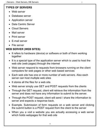 SERVERS BASSIC INTRIDUCTION ,TYPES AND THEIR FUNCTIONALITIES | PDF ...