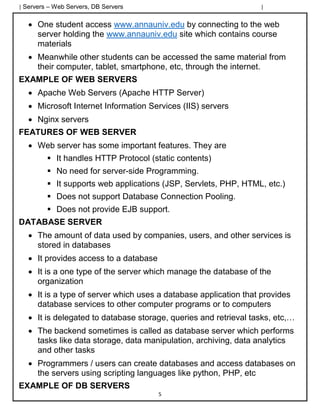 SERVERS BASSIC INTRIDUCTION ,TYPES AND THEIR FUNCTIONALITIES | PDF ...