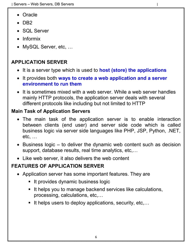 SERVERS BASSIC INTRIDUCTION ,TYPES AND THEIR FUNCTIONALITIES | PDF ...
