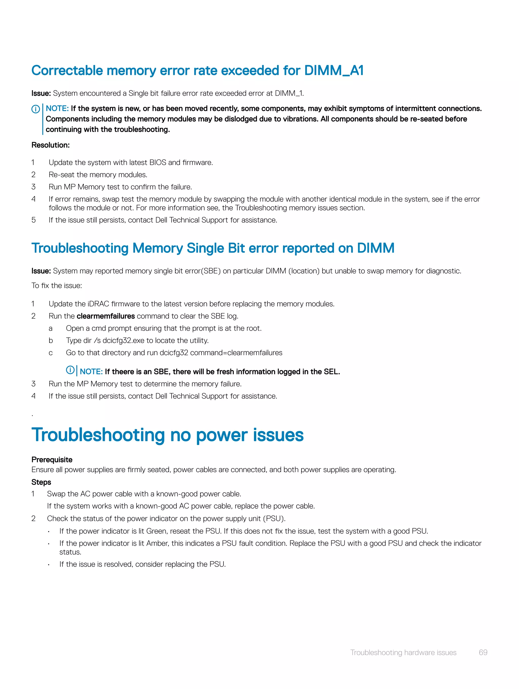 Dell EMC PowerEdge Servers Troubleshooting Guide | PDF