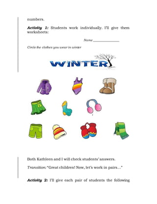 Tpd - lesson plans 2- kindergarten | PDF