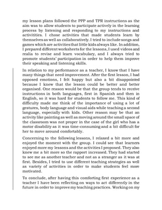 Tpd- reflection on kindergarten practicum period | DOCX | Daycare and ...