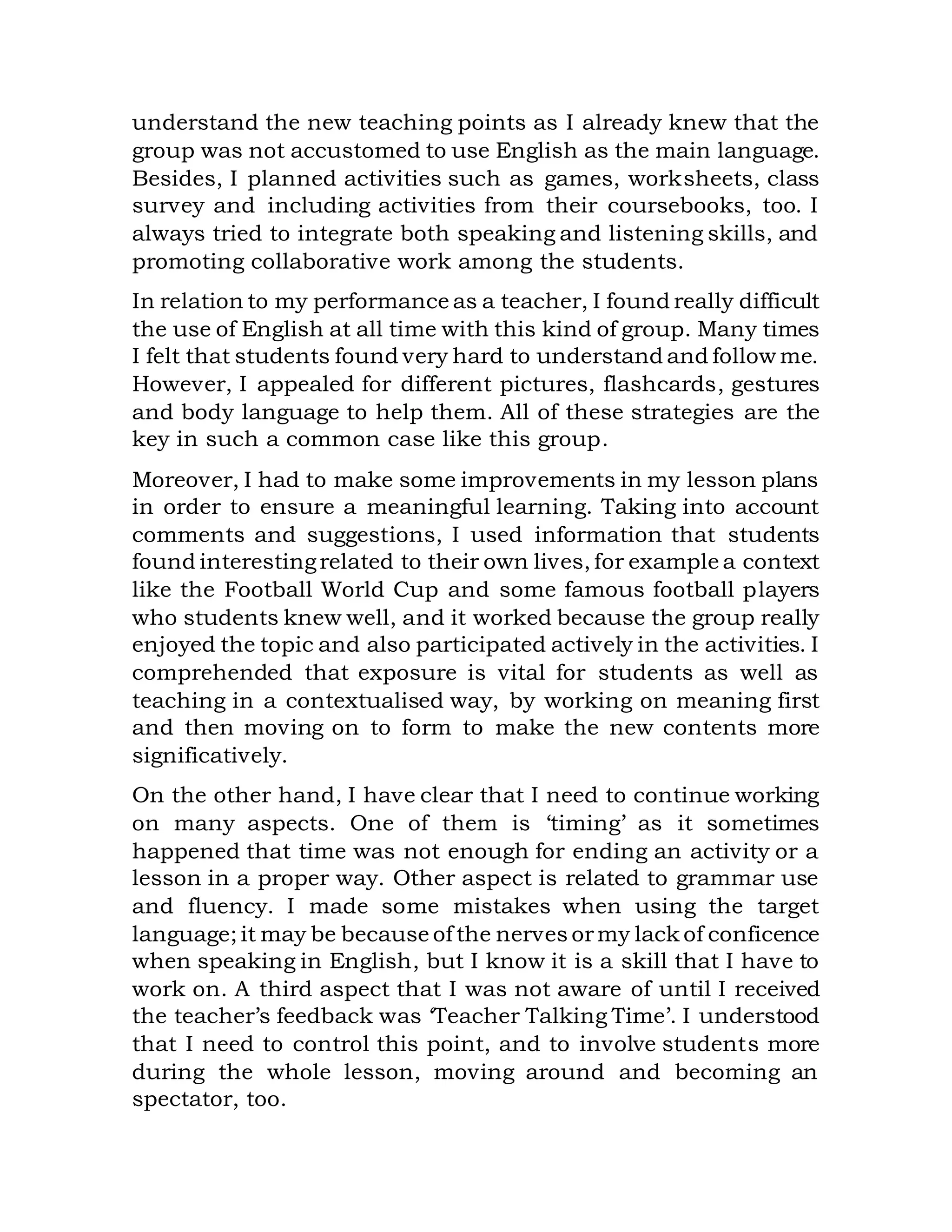 Reflection on primary practicum period 2018 | DOCX