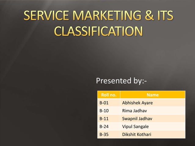 Service Marketing and classification | PPT