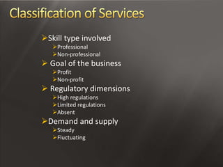 Service Marketing and classification | PPT